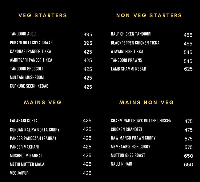 Menu of Charminar Chowk, Sakinaka, Mumbai