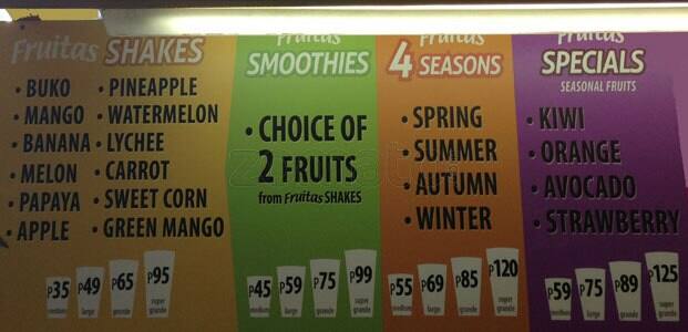 Menu at Fruitas pub & bar, Quezon City, Gilmore IT Center