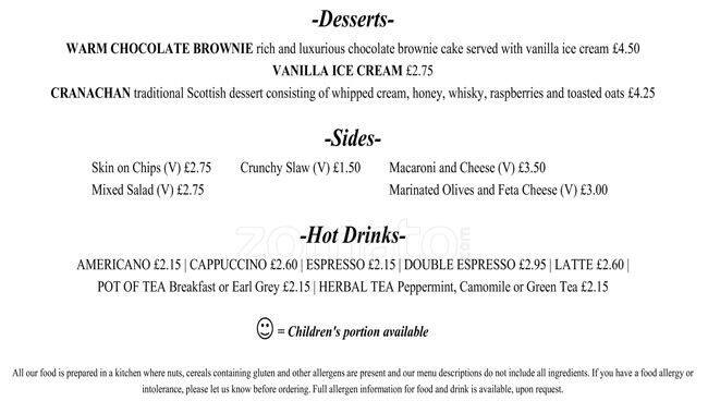 Menu at The Last Drop pub & bar, Edinburgh