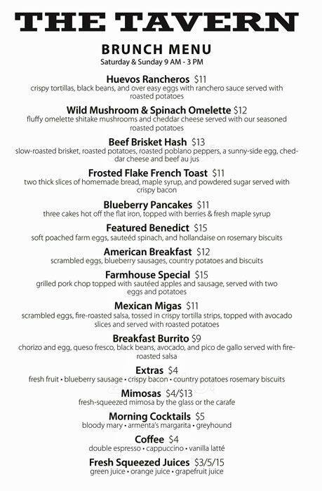 The Tavern Menu, Menu for The Tavern, South Fort Worth, Fort Worth ...