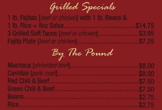 Menu at Azteca Bakery & Mexican, Phoenix, 416 N 7th Ave