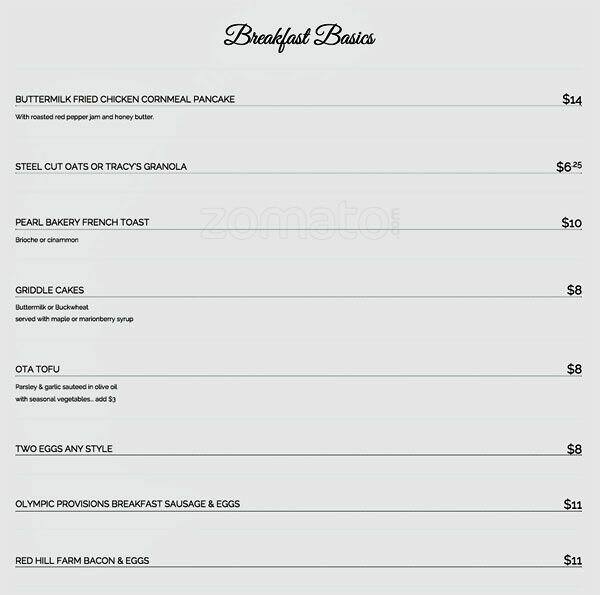 Menu at Bijou Café restaurant, Portland