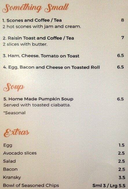 Menu at DJ's Cafe, Bayswater