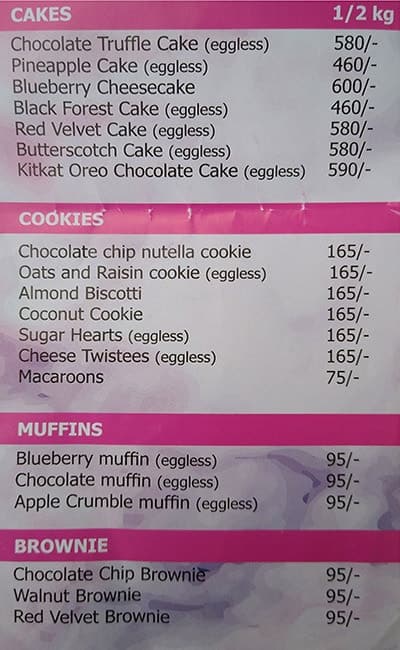 Menu of La Mia, Defence Colony, New Delhi