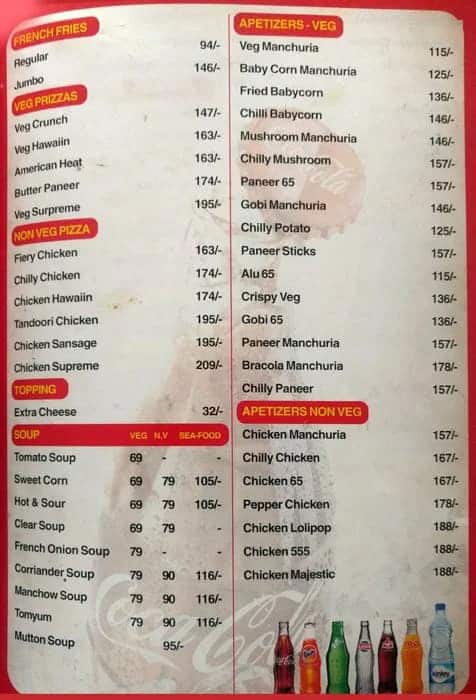 Menu of Red Cherry Bakers & Restaurant, Duvvada, Vizag
