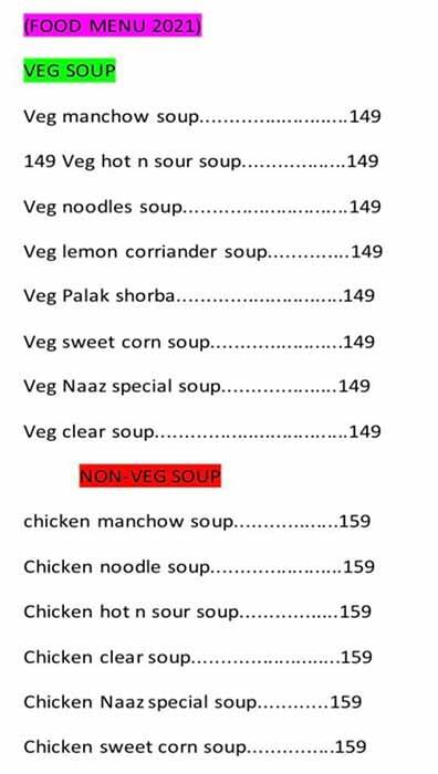 Menu of Bombay Angara, Seawoods, Navi Mumbai