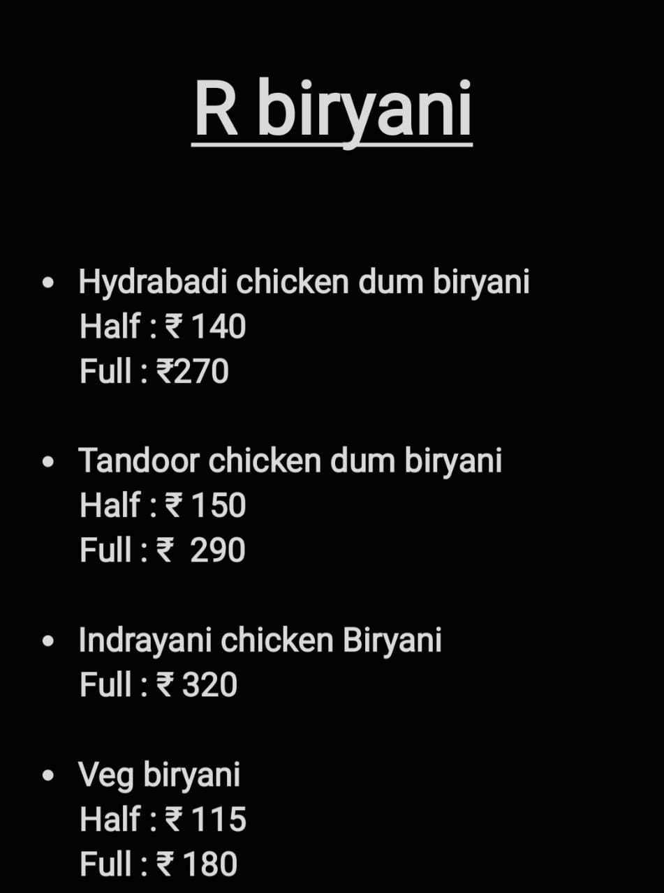 Menu of R Biryani, Karve Nagar, Pune