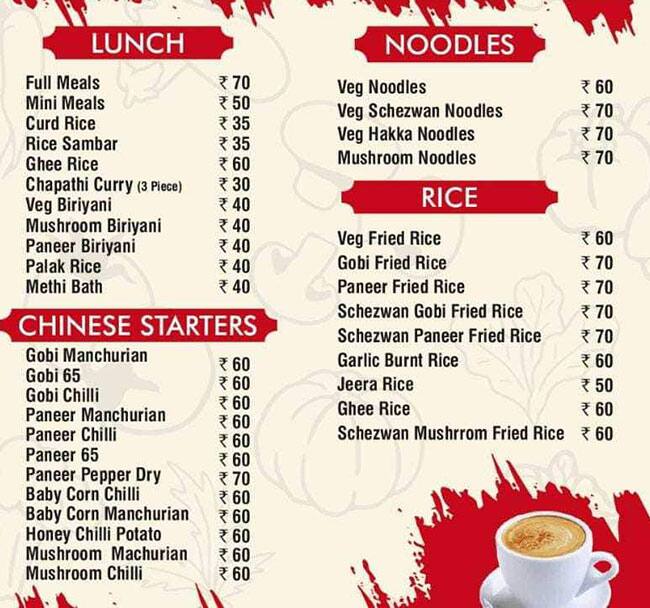 Menu of Aroma's Of India, New BEL Road, Bangalore