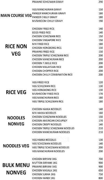 Menu at sindudurg kinara, Thane
