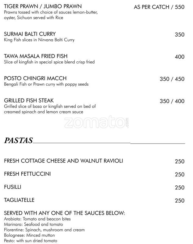 Menu at Nirvana Kitchen Bristo Grill & Bar, Pune