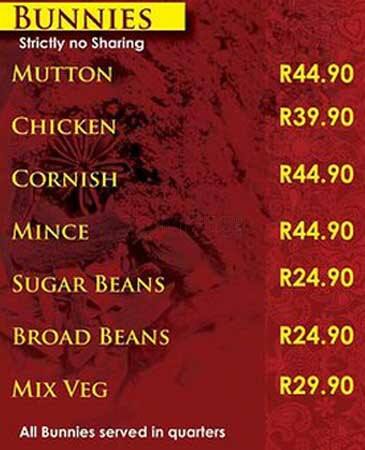 Menu at Silverani's restaurant, Durban, Suncoast Casino