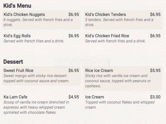 Menu at Sikhay Thai Lao Restaurant & Boba Tea & Pho, Fort Worth