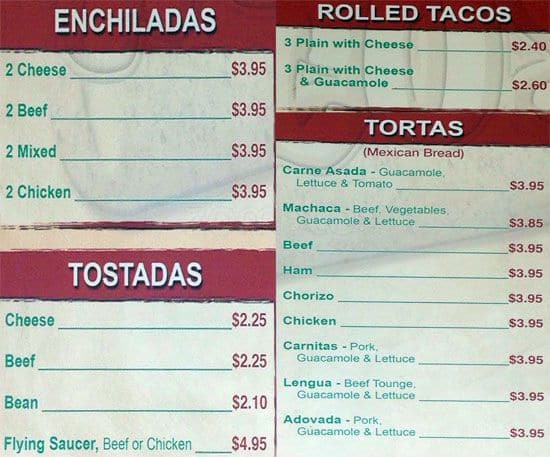 Menu at Taco Star fast food, Longmont