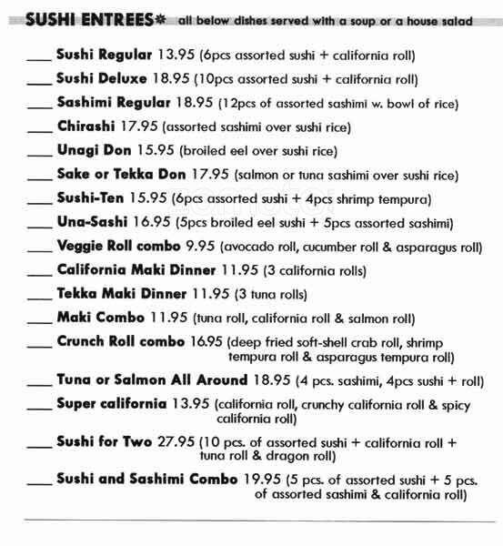 Menu at Ming Fu restaurant, Matthews, 115 W John St