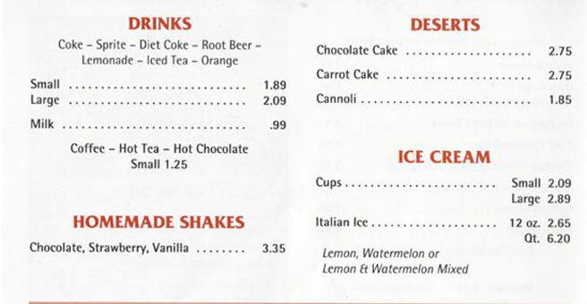 Menu at Johnny's Red Hots restaurant, Naperville