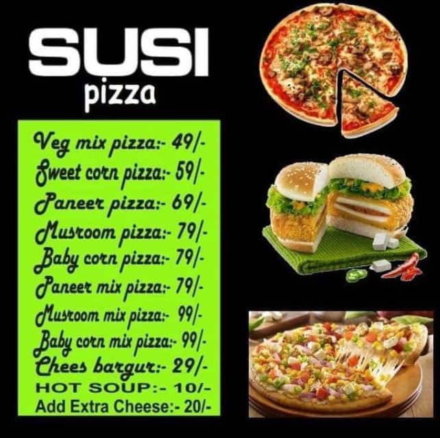 Menu of Susi Pizza, Harmu, Ranchi