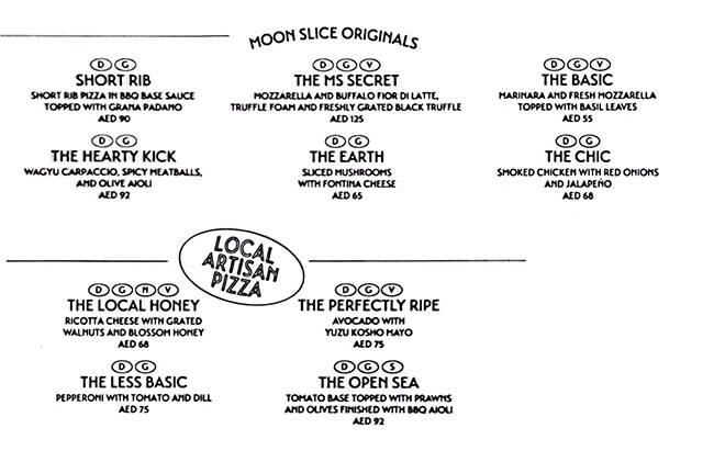 Menu at Moon Slice - The Pizza Space, Dubai