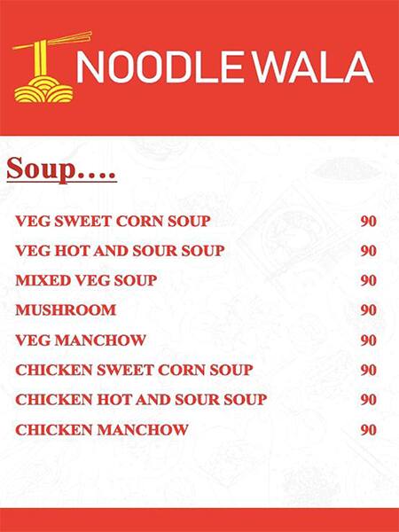Menu of Noodle Wala, Ekkaduthangal, Chennai