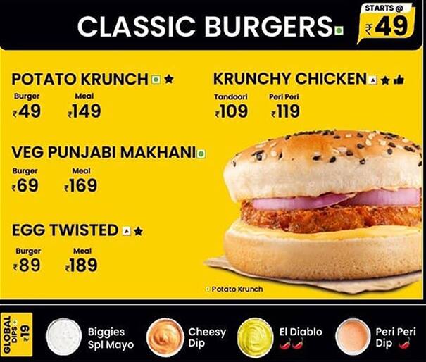 Menu at Biggies Burger: Bavdhan, Pune, PMC & Rural