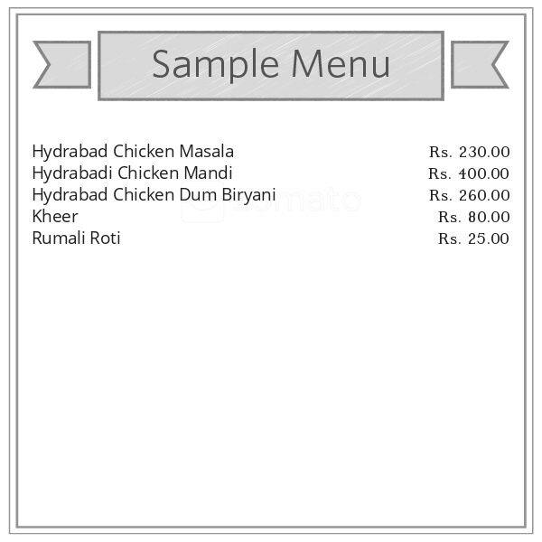Menu of Hyderabad's Biryani Story, Whitefield, Bangalore