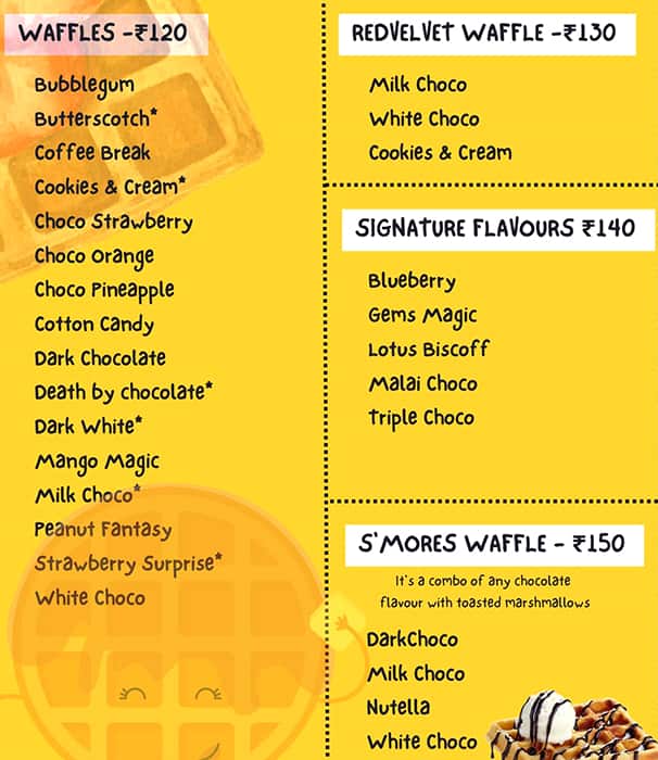 Menu of Waffle And Bubbles, Chromepet, Chennai