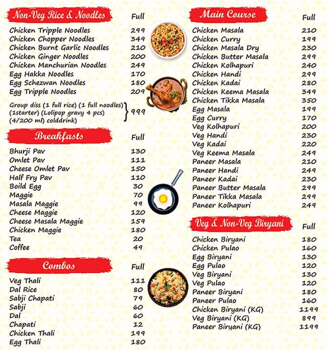 Menu of AK Food Zone, Mahakali, Mumbai