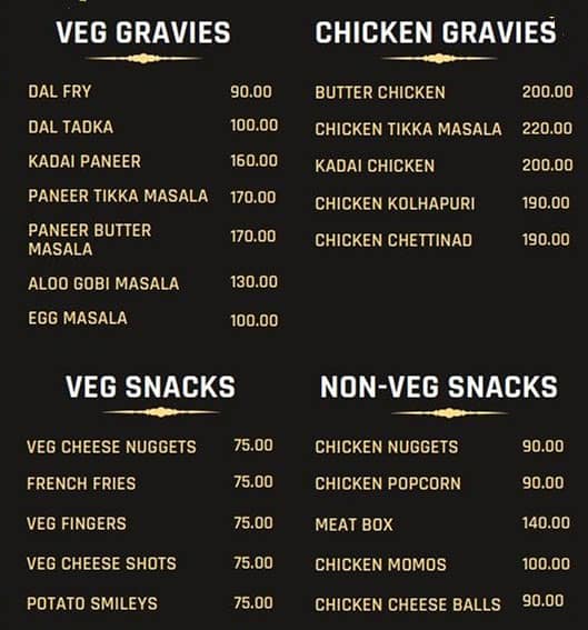 Menu of Planet Grill, RT Nagar, Bangalore