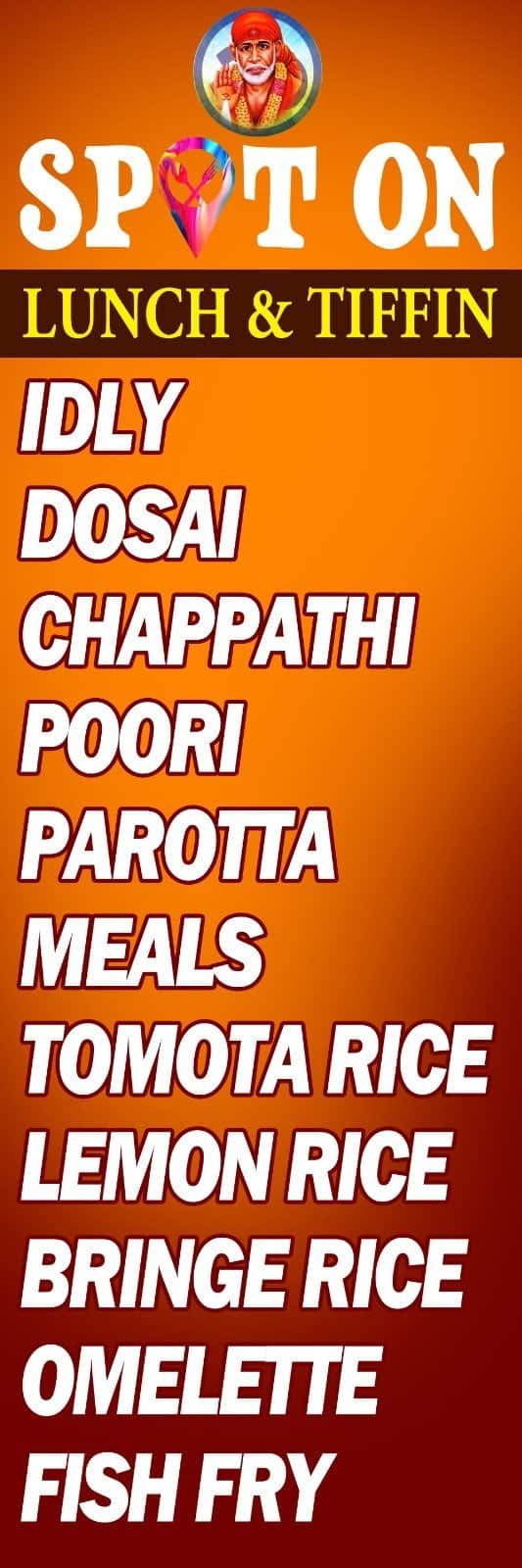 Menu of Spot On Lunch & Tiffin, Mogappair, Chennai