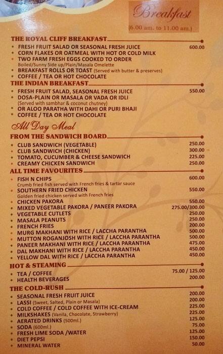 Menu at Royal Dine - Hotel Royal Cliff, Kanpur