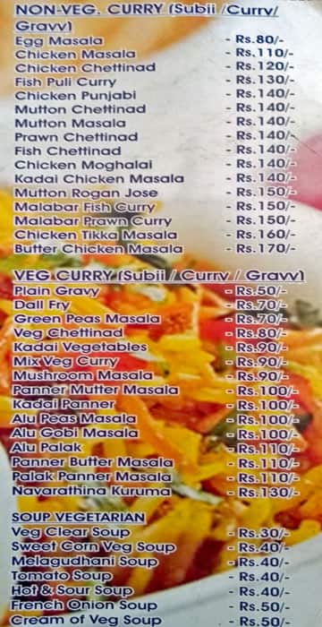 Menu at Chandra Restaurant, India, No 10