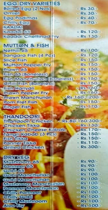 Menu at Chandra Restaurant, India, No 10