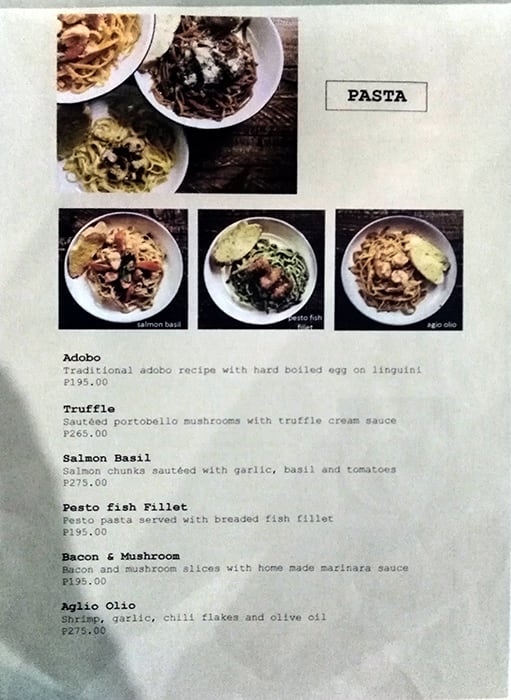 Menu at Ella and the Blackbird cafe, Quezon City