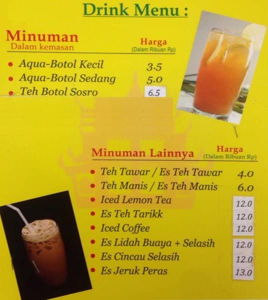 Menu at Papa Tom Yam restaurant, South Jakarta, Lantai 4