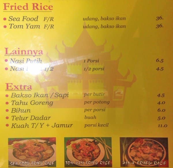 Menu at Papa Tom Yam restaurant, South Jakarta, Lantai 4