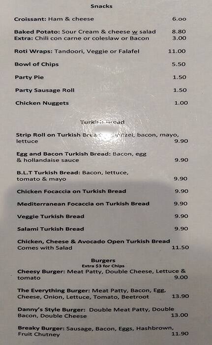 Menu at The chocolate dragonfly cafe, The Basin