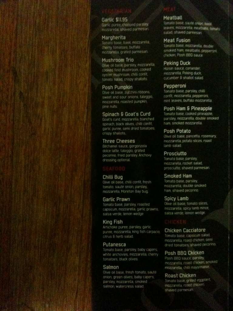 Posh Pizza Menu, Menu for Posh Pizza, New Farm, Brisbane - Urbanspoon ...
