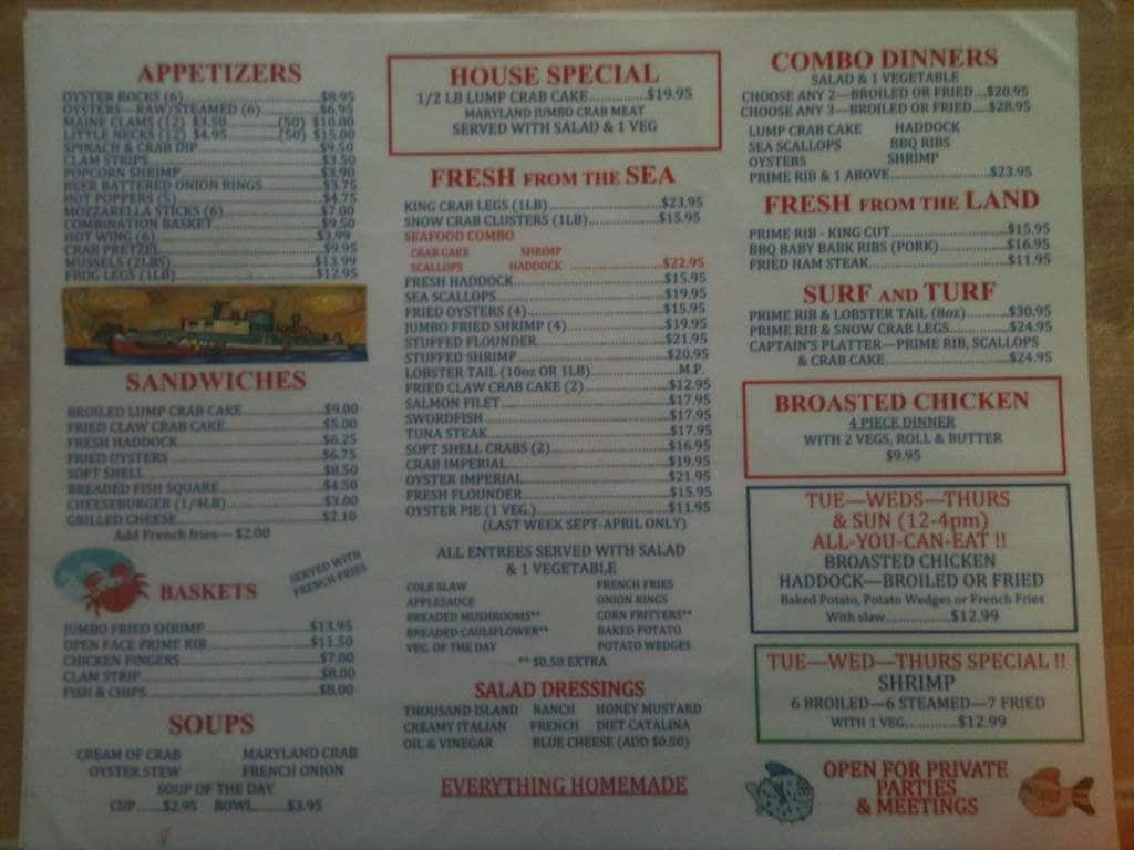 Menu at Route 30 Seafood restaurant, Spring Grove