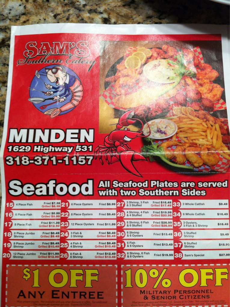 SAM'S Southern Eatery Menu - Urbanspoon/Zomato