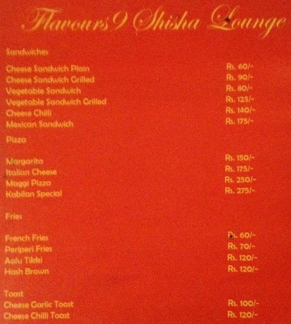 Menu at Flavours 9 Shisha Lounge, Ahmedabad