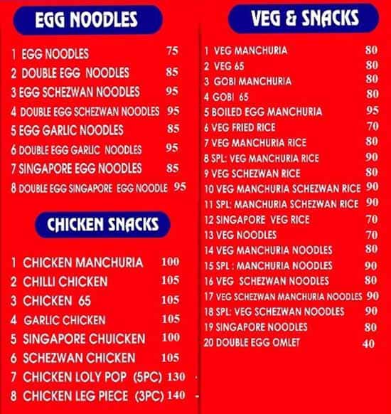 Menu at P.Y.Bangalore Iyengar Bakery & Fast Foods, Hyderabad