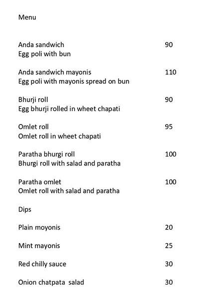 Menu of Anda Express, Bhosari, Pune