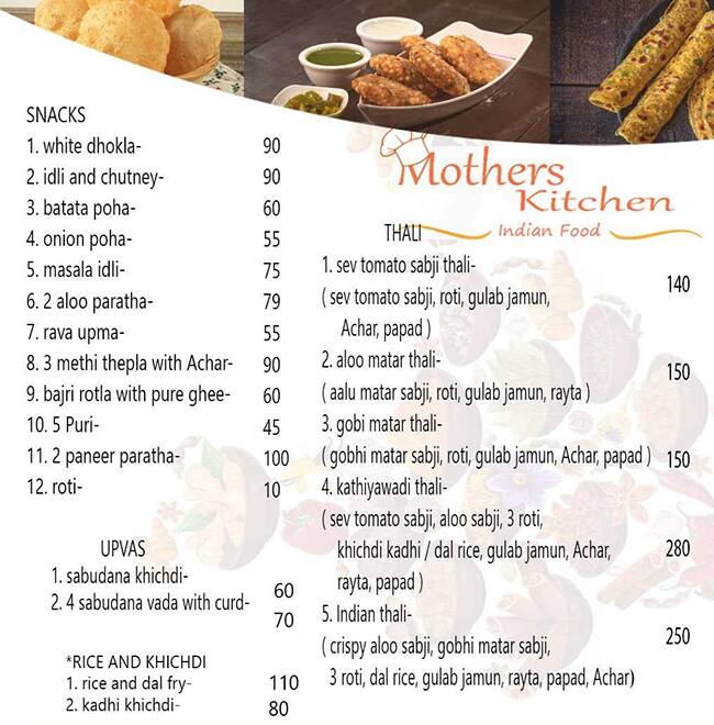 Menu of Mother's Kitchen, Wagle Estate, Thane West, Thane
