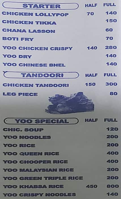 Menu at YOO Chinese Restaurant, Thane, Kaka Manzil