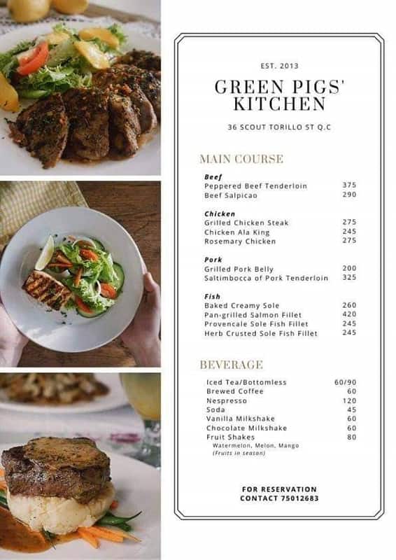 Menu at Green Pigs' Kitchen Co, Quezon City