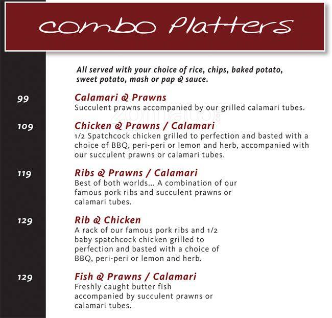 Menu at Coco Bongo restaurant, Randburg