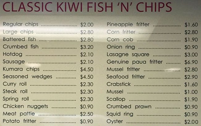 Menu at King Kiwi restaurant, Lower Hutt, High St