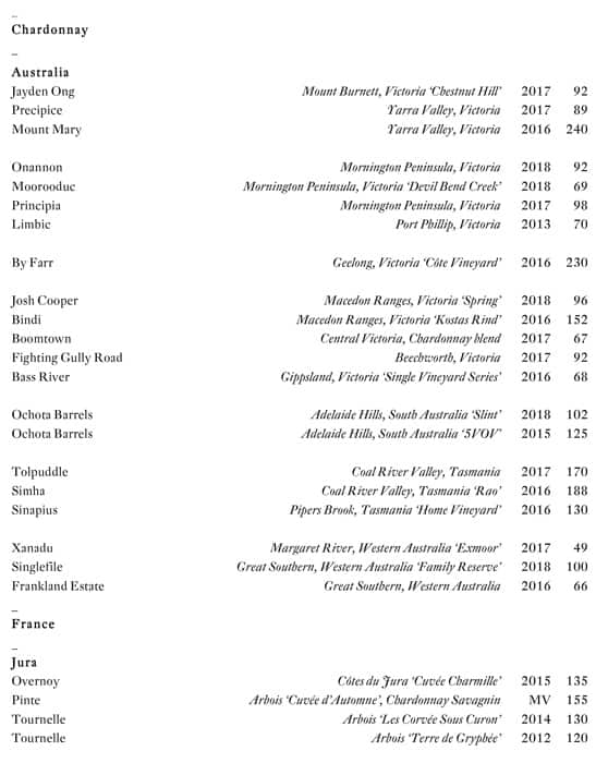 Menu at Cumulus Up. restaurant, Melbourne
