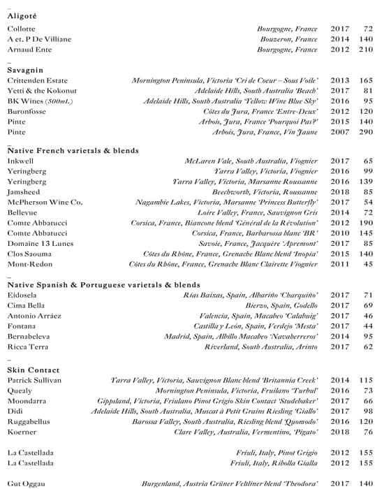 Menu at Cumulus Up. restaurant, Melbourne