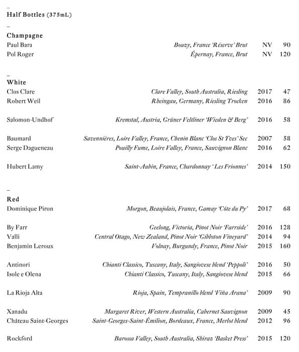 Menu at Cumulus Up. restaurant, Melbourne