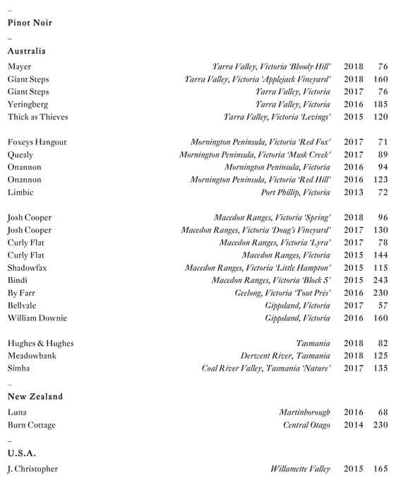 Menu at Cumulus Up. restaurant, Melbourne